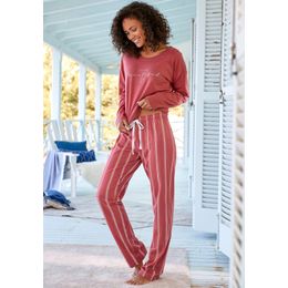 Vivance Dreams Damen Pyjama, rot-gestreift, Gr&ouml;&szlig;e 40/42
