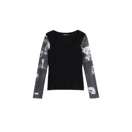 Desigual Shirt Damen Gr&ouml;&szlig;e M grau / schwarz / wei&szlig;