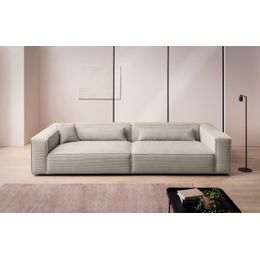 3-Sitzer, B:316cm H:66cm T:136cmgreige, LeGer Home by Lena Gercke, 100% Polyester, Sofas, "PIARA XXL, Sofa mit Kedernaht in Cord, Leinenoptik o.