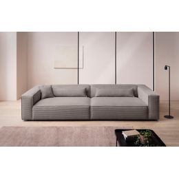 3-Sitzer, B:316cm H:66cm T:136cmtaupe, LeGer Home by Lena Gercke, 100% Polyester, Sofas, "PIARA XXL, Sofa mit Kedernaht in Cord, Leinenoptik o.