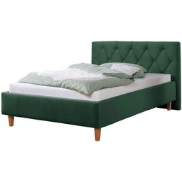 Polsterbett Home Affaire "Sunley 100", grün, B:163cm L:210cm, Struktur (100% Polyester), Strukturstoff (100% Polyester), Betten, Kreuzsteppung, Kopfteilhöhe 102 cm, ohne oder mit Matratze/Lattenrost