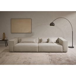3-Sitzer, B:316cm H:66cm T:136cmgreige, LeGer Home by Lena Gercke, 100% Polyester, Sofas, "PIARA XXL, Sofa mit Kedernaht in Cord, Leinenoptik o.