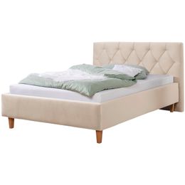 Polsterbett Home Affaire "Sunley 100", beige (beige, natur), B:163cm, Struktur (100% Polyester);Strukturstoff (100% Polyester), Betten, Kreuzsteppung, Kopfteilhöhe 102 cm, ohne oder mit Matratze/Lattenrost
