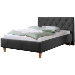 Polsterbett Home Affaire "Sunley 100", grau (schiefer), B:163cm L:210cm, Struktur (100% Polyester);Strukturstoff (100% Polyester), Betten, Kreuzsteppung, Kopfteilhöhe 102 cm, ohne oder mit Matratze/Lattenrost