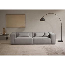 3-Sitzer "PIARA, Couch mit Kedernaht, Sofa in Cord, Leinenoptik o. Strukturstoff", grau (anthrazit), B:275cm H:66cm T:101cm, 100% Polyester, LeGer Home by Lena Gercke, Sofas, schwarze F&uuml;&szlig;e, bequemer Sitzkomfort