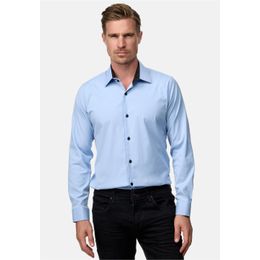 Langarmhemd Rusty Neal, Herren, Gr. S, EURO-Gr&ouml;&szlig;en, blau (hellblau), 60% Baumwolle, 37% Polyester, 3% Elasthan, unifarben, Hemden, mit trendigem Farbkontrast