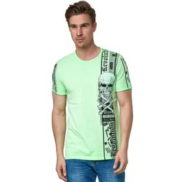 T-Shirt Rusty Neal, Damen, Gr. L, gr&uuml;n (neongr&uuml;n), 100% Baumwolle, bedruckt, normal, Rundhals, Shirts T-Shirt, im verwaschenen Look