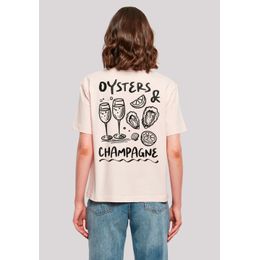 T-Shirt F4NT4STIC "Oysters And Champagne Summer", Damen, Gr. L, pink, Obermaterial: 100% Baumwolle, oversize, Rundhals, ohne Bündchen, Shirts T-Shirt, Premium Qualität