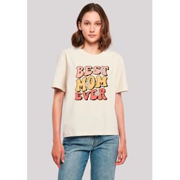 T-Shirt F4NT4STIC "Mothers Day Best Mom Ever Retro Typography Floral Accent", Damen, Gr. L, wei&szlig; (sandwei&szlig;), Obermaterial: 100% Baumwolle, oversize, Rundhals, ohne B&uuml;ndchen, Shirts T-Shirt, Premium Qualit&auml;t