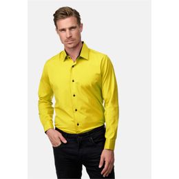 Langarmhemd Rusty Neal, Herren, Gr. 3XL, EURO-Gr&ouml;&szlig;en, gelb, 60% Baumwolle, 37% Polyester, 3% Elasthan, unifarben, Hemden, mit trendigem Farbkontrast