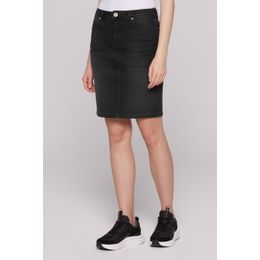 Jeansrock SOCCX, Damen, Gr. XXL, schwarz, Material: 63% Baumwolle, 25% Polyester, 10% Viskose, 2% Elasthan, Zusatz: Enth&auml;lt nichttextile Teile tierischen Ursprungs (Badge), used, slim fit, R&ouml;cke Jeansrock, mit Gehschlitz