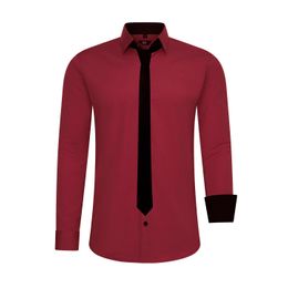 Langarmhemd Rusty Neal, Herren, Gr. 6XL, EURO-Gr&ouml;&szlig;en, rot (bordeaux), 60% Baumwolle, 37% Polyester, 3% Elasthan, unifarben, Hemden, mit Krawatte