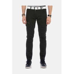 Cipo & Baxx Cargojeans CIPO & BAXX "Jeans", Herren, Gr. 32, L&auml;nge 34, schwarz, 98% Baumwolle, 2% Elasthan, unifarben, regular fit lang, Jeans, mit schr&auml;gen Cargotaschen, CD566