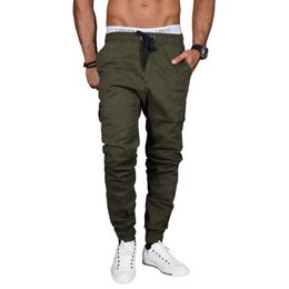 Cargohose Alessandro Salvarini "ASCuffy", Herren, Gr. W33 L32, Länge 32, grün, Obermaterial: 98% Baumwolle, 2% Elasthan, Hosen, Elastischer Bund mit Gummi versehen und zusätzlichem Tunnelzug
