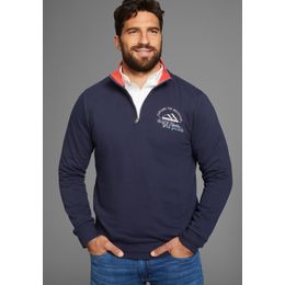 MAN'S WORLD Sweatshirt MAN'S WORLD, Herren, Gr. 5XL (72/74), blau (marine), Obermaterial: 60% Baumwolle, 40% Polyester, unifarben mit Farbeinsatz, regular fit, angesetztes B&uuml;ndchen, Sweatshirts Sweatshirt, mit Kontrastkragen - Neue Farben