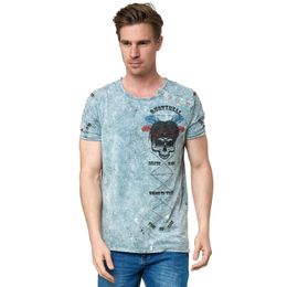 T-Shirt Rusty Neal, Damen, Gr. L, grau, 100% Baumwolle, bedruckt, normal, Rundhals, Shirts T-Shirt, mit verwaschenem Print