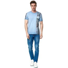 T-Shirt Rusty Neal, Herren, Gr. L, blau, 100% Baumwolle, bedruckt, normal, Rundhals, Shirts T-Shirt, im verwaschenen Look