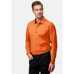 Langarmhemd Rusty Neal, Herren, Gr. L, EURO-Gr&ouml;&szlig;en, orange, 60% Baumwolle, 37% Polyester, 3% Elasthan, unifarben, Hemden, mit trendigem Farbkontrast