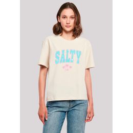 T-Shirt F4NT4STIC "Beach Summer Vacation Salty", Damen, Gr. L, wei&szlig; (sandwei&szlig;), Obermaterial: 100% Baumwolle, oversize, Rundhals, ohne B&uuml;ndchen, Shirts T-Shirt, Premium Qualit&auml;t