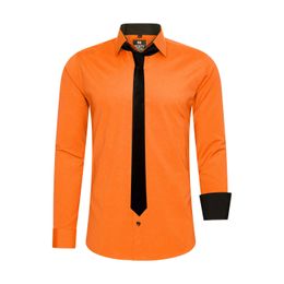 Langarmhemd Rusty Neal, Herren, Gr. 5XL, EURO-Gr&ouml;&szlig;en, orange, 60% Baumwolle, 37% Polyester, 3% Elasthan, unifarben, Hemden, mit Krawatte