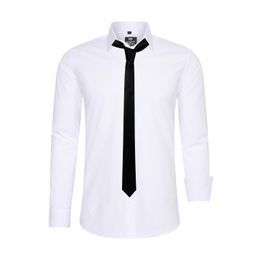 Langarmhemd Rusty Neal, Herren, Gr. XXL, EURO-Gr&ouml;&szlig;en, wei&szlig;, 60% Baumwolle, 37% Polyester, 3% Elasthan, unifarben, Hemden, mit Krawatte