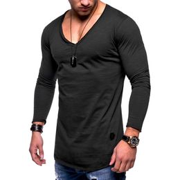 Langarmshirt behype "NUKE L/S", Herren, Gr. S, schwarz, 100% Baumwolle, unifarben, Shirts, mit V-Ausschnitt