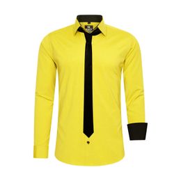 Langarmhemd Rusty Neal, Herren, Gr. 4XL, EURO-Gr&ouml;&szlig;en, gelb, 60% Baumwolle, 37% Polyester, 3% Elasthan, unifarben, Hemden, mit Krawatte