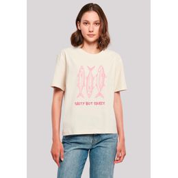 T-Shirt F4NT4STIC "Salty But Sweet Summer", Damen, Gr. L, weiß (sandweiß), Obermaterial: 100% Baumwolle, oversize, Rundhals, ohne Bündchen, Shirts, Premium Qualität
