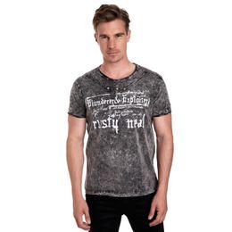 T-Shirt Rusty Neal, Herren, Gr. M, schwarz, 100% Baumwolle, mehrfarbig, normal, Rundhals, Shirts T-Shirt, in melierter Optik