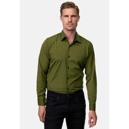 Langarmhemd Rusty Neal, Herren, Gr. 6XL, EURO-Gr&ouml;&szlig;en, gr&uuml;n (khaki), 60% Baumwolle, 37% Polyester, 3% Elasthan, unifarben, Hemden, mit trendigem Farbkontrast