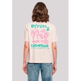 T-Shirt F4NT4STIC "Oysters And Champagne", Damen, Gr. L, pink, Obermaterial: 100% Baumwolle, oversize, Rundhals, ohne B&uuml;ndchen, Shirts T-Shirt, Premium Qualit&auml;t