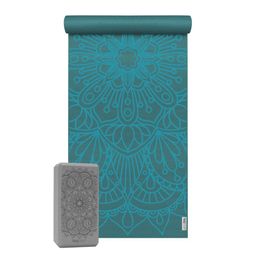 YOGISTAR.COM Yogamatte + 1 Yogablock 'Lotus Mandala' Damen Größe One Size petrol