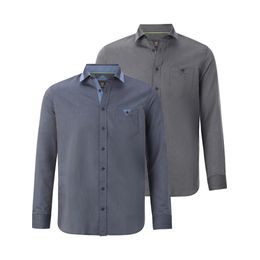 Jan Vanderstorm Button Up Shirt 'Jorland' male Blue, Grey size XXL