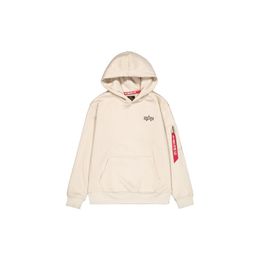 Alpha Industries Sweatshirt Herren Größe XS hellbeige / rot / schwarz