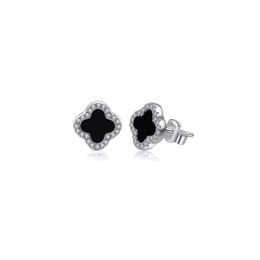 Rougemont Jewellery Earrings 'Kleeblatt Ohrstecker 925 Sterling Silber' female Black size One Size