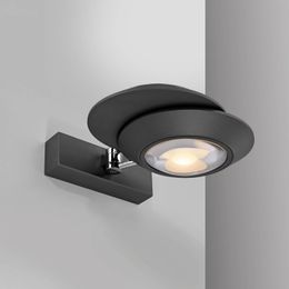 pure LED-Wandlampe Oculis, schwarz, 30 cm Eisen/Glas, 2-flg.