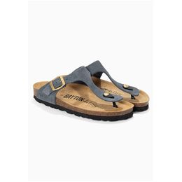 BAYTON Leder-Zehentrenner "Mercure" in Grau - 42% | Gr&ouml;&szlig;e 37 | Damen-sandalen