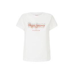 Pepe Jeans T-Shirt 'GALEY' Damen Gr&ouml;&szlig;e L orange / silber / wei&szlig;