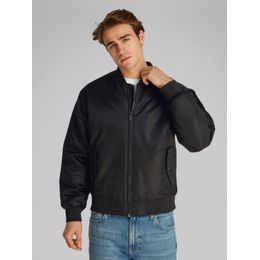 Blouson Calvin Klein Jeans "LS JEANS HERO BOMBER", Herren, Gr. M, schwarz, Web, Obermaterial: 100% Polyamid, unifarben, regular fit hüftlang, Rippstrickbündchen, Jacken, mit Strickbündchen