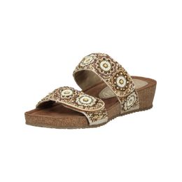 Pantolette Lazamani "Lazamani Pantoletten Leder", Damen, Gr. 40, beige, Leder, Schuhe Pantolette