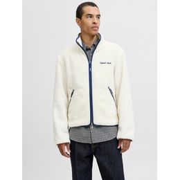 Jack & Jones Kurzjacke JACK & JONES "JORNORREBRO TEDDY JACKET SN", Herren, Gr. S, ocean cavern, Web, Obermaterial: 100% Polyester, unifarben, regular fit, Jacken Kurzjacke