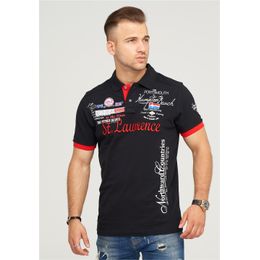 Poloshirt behype "LANAY", Herren, Gr. M, schwarz (schwarz, rot), 100% Baumwolle, ohne Ausschnitt, Shirts, mit sportiver Stickerei
