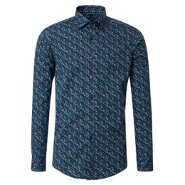 Langarmhemd Casamoda "Casamoda Freizeithemd Print", Herren, Gr. L, Normalgr&ouml;&szlig;en, blau, 100% Baumwolle, bedruckt, l&auml;ssig geschnitten, Hemden