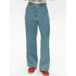N&uuml;mph Chinos N&Uuml;MPH "N&uuml;mph Hosen NUALETTA", Damen, Gr. 40, Normalgr&ouml;&szlig;en, medunkel blau washed denim, Obermaterial: 75% Baumwolle, 23% Polyester, 2% Elasthan, Hosen