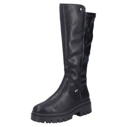 Winterstiefel Rieker, Damen, Gr. 41, Normalschaft, schwarz, Lederimitat, Schuhe, Langschaftstiefel, Plateaustiefel mit Stretch am Schaft, TEX-Membrane, Topseller