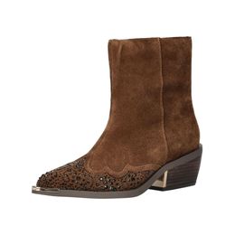 Alma en Pena Damen Bikerboots "Alma en Pena Stiefelette Veloursleder", Gr. 42camel, Veloursleder, Schuhe