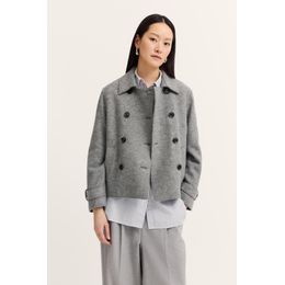 Wolljacke Bugatti "Flexcity Stretch", Damen, Gr. 40, 270, dunkelgrau, 50% Viskose, 50% Wolle, unifarben, loose fit, normaler Saum, Jacken, im Loose Fit mit offenkantig gekochter Wolle