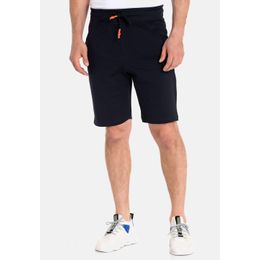 Cipo & Baxx Stoffhose CIPO & BAXX "Shorts", Herren, Gr. M, US-Größen, blau (navyblau), 80% Baumwolle;15% Polyester;5% Elasthan, unifarben, regular fit knieumspielend, Hosen, elastischer Bund mit Kordelzug
