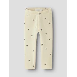 Leggings name it "NMFTAVINA SWEAT FLEECE LEGGING BRU NOOS", Mädchen, Gr. 116, N-Gr, summer sand print:with glitter lava smoke hearts, Jersey, Obermaterial: 66% Polyester, 30% Baumwolle, 4% Elasthan, bedruckt, normal normal, Hosen