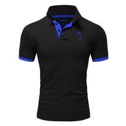 Poloshirt behype "PALM", Herren, Gr. XXL, schwarz, 100% Baumwolle, mehrfarbig, Shirts, mit kontrastfarbigen Details